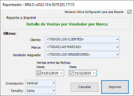 Detalle de Ventas por Vendedor por Marca - Brilo ERP Docs